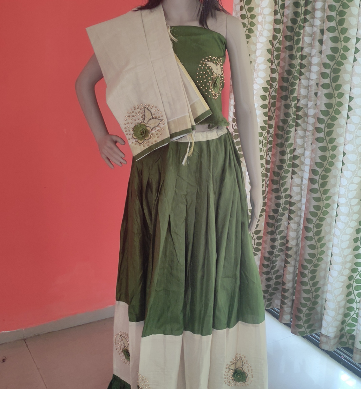Classic Olive Green Davani Set With Beautiful Embroidery Work Is ...
