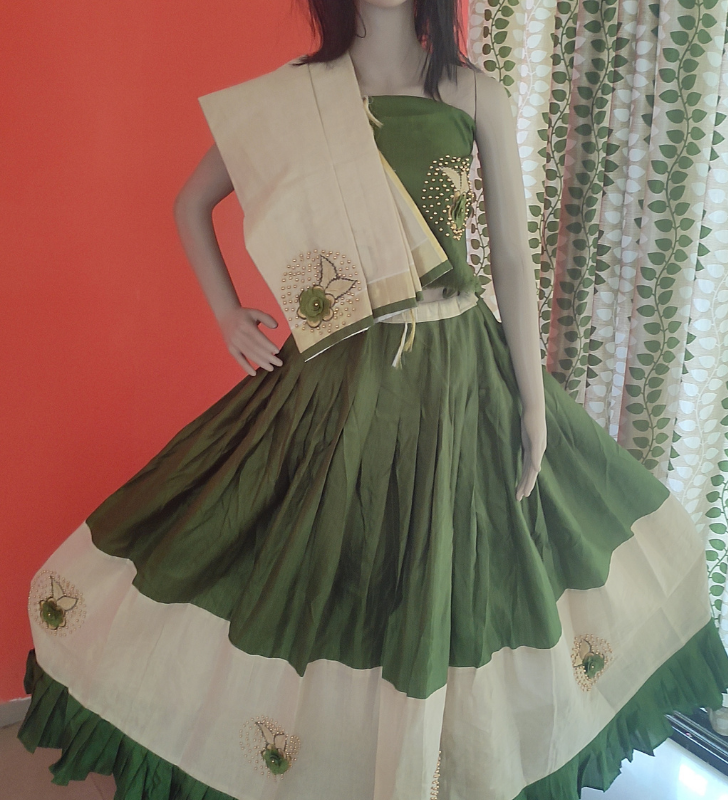 Classic Olive Green Davani Set With Beautiful Embroidery Work Is ...